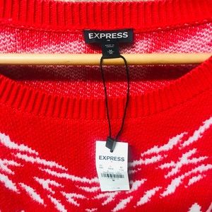 Express | Sweaters | Express Red Holiday Geometric Pullover Sweater Nwt ...